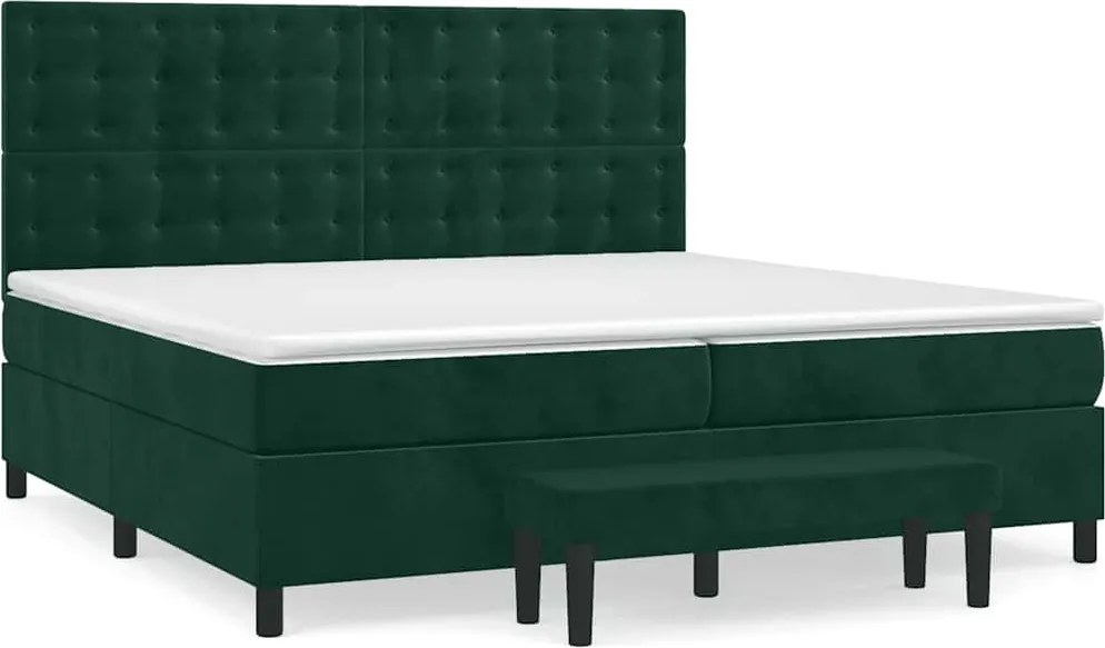 Box spring postel s matrací tmavě zelená 200x200 cm samet 3138106