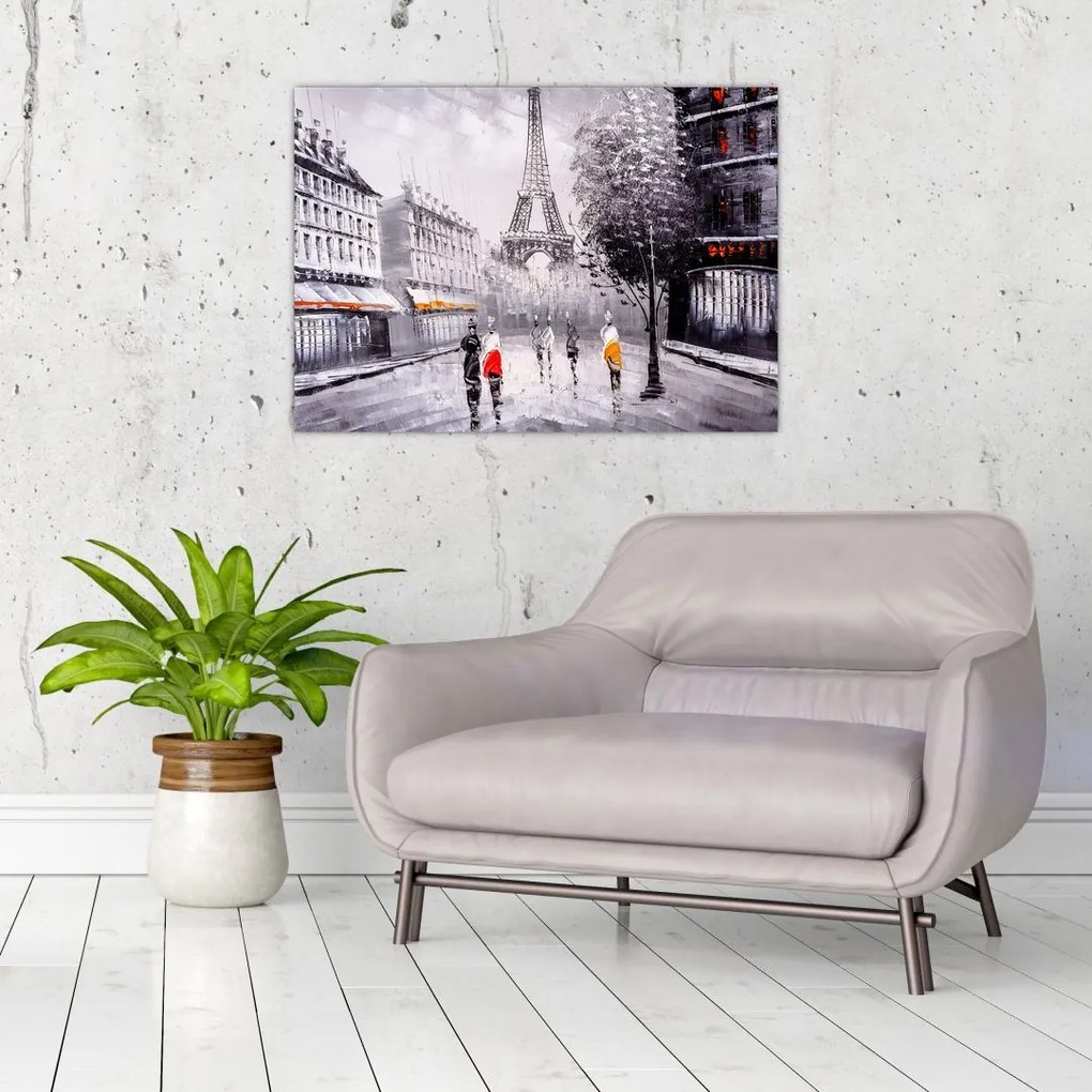 Skleněný obraz - Olejomalba, Paříž (70x50 cm)