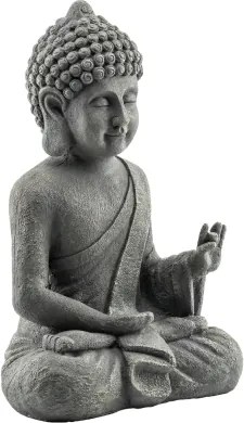 Outsunny Zahradní socha, sedící Buddha z oxidu hořečnatého, duchovní dekorace 32 x 23 x 51 cm, tmavě šedá