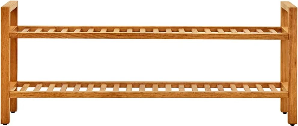 Botník se 2 policemi 100 x 27 x 40 cm masivní dubové dřevo 331748