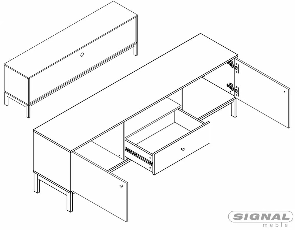 TV stolek Frost 180 cm krémový/alpský dub