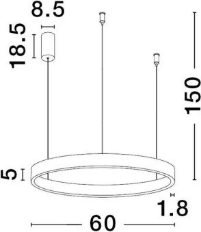 Závěsné LED svítidlo NOVA LUCE ELOWEN 60W 3000K 9345661 stmívatelné Triac