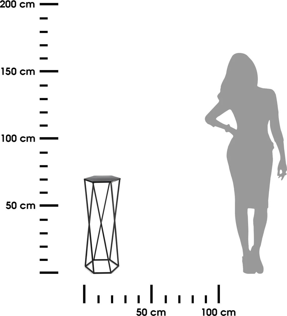 STOJAN NA KVĚTINÁČ HEXAGON 70X24X27 CM ČERNÁ