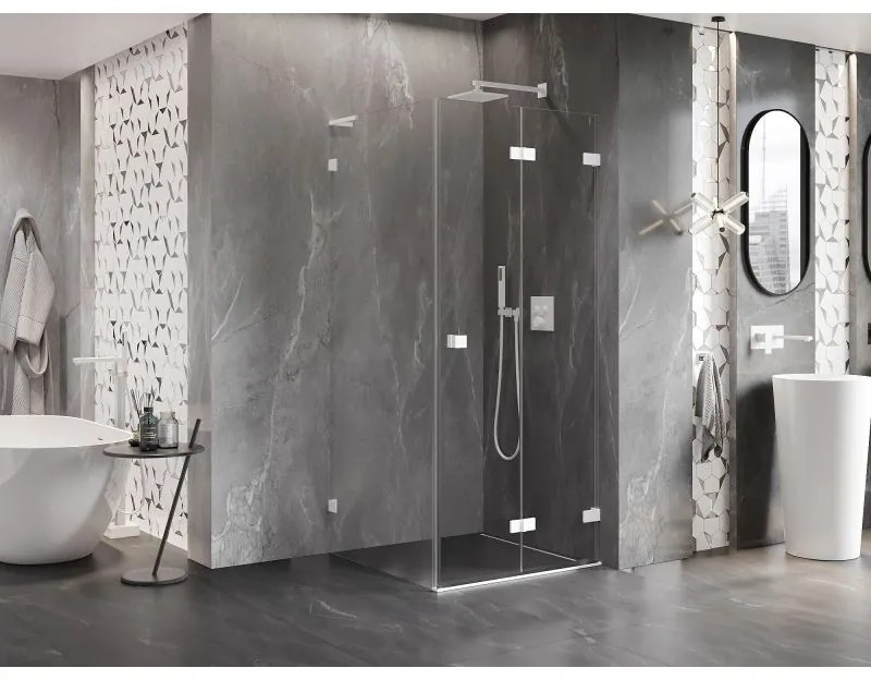 Mexen Lunar-F L, sprchový kout pravý 90 x 90 cm, 8mm čiré sklo, bílý profil, 836L-090-090-20-00-P