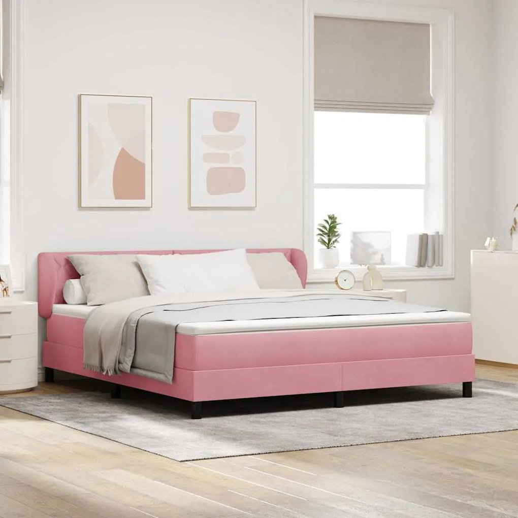 Postel s boxspringem s čelo Růžová 180 x 200 cm samet 3340459