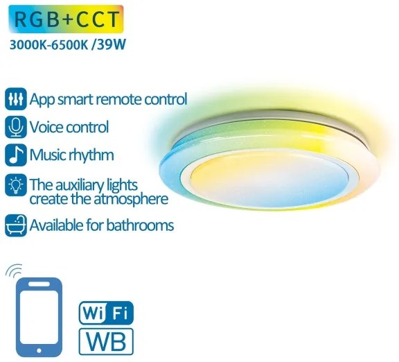 Aigostar-LED RGBW Stmívatelné koupelnové svítidlo LED/39W/230V 50 cm Wi-Fi IP44