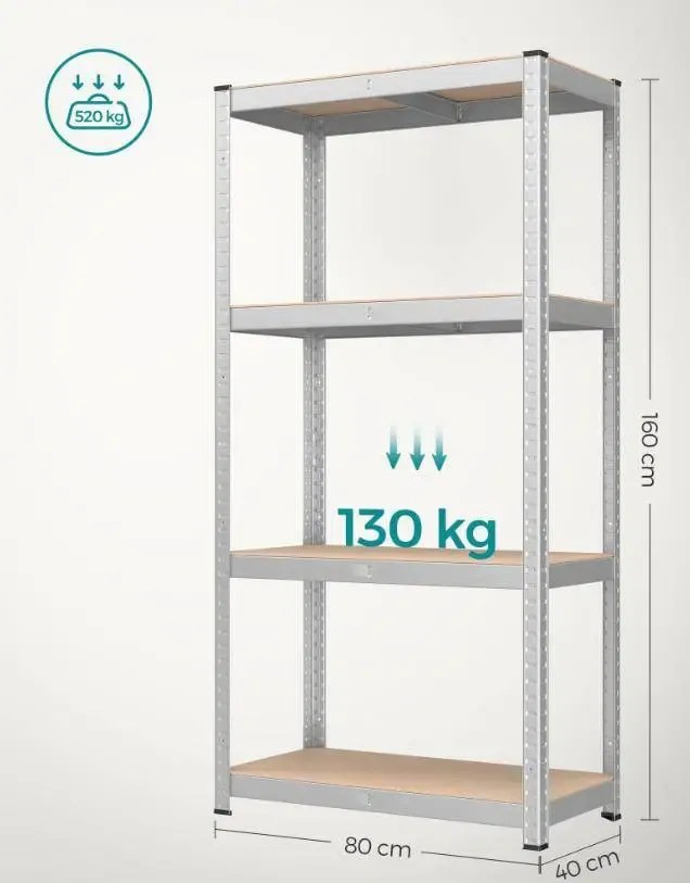 Sada regálů Regmet 2 ks 160 cm hnědá/stříbrná