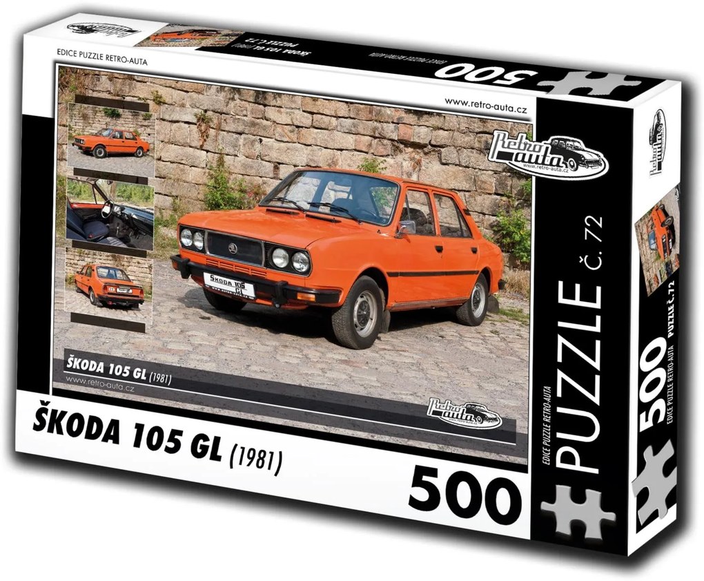 Puzzle retro-auta puzzle č. 72 škoda 105 gl (1981) 500 dílků
