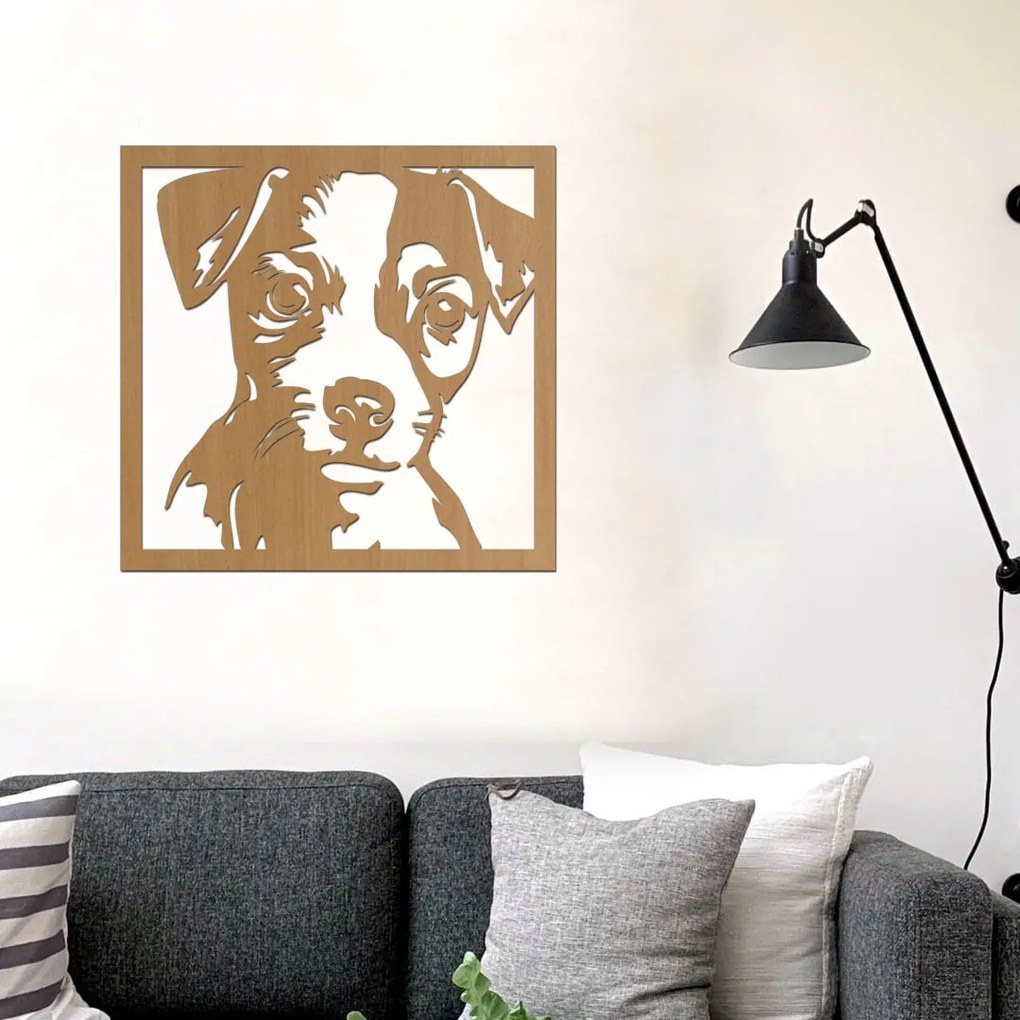 dřevo života Dřevěná dekorace psa Jack Russell teriér Zvolte rozměr (cm): 40x40, Zvolte barvu dekoru: Třešeň