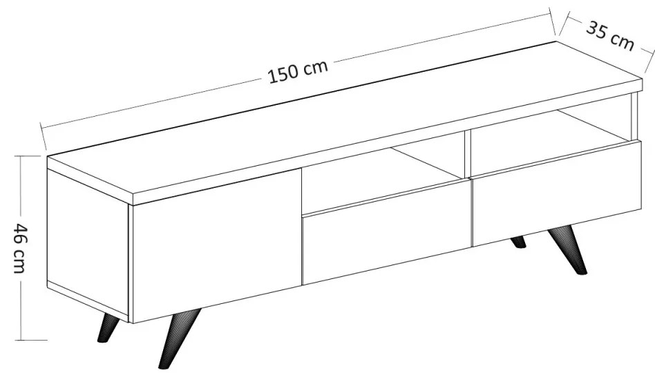 TV stolek BRÜKSEL 150 cm bílý/dub