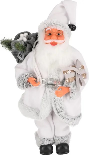 Vánoční dekorace Santa Claus bílá / šedá 40 cm