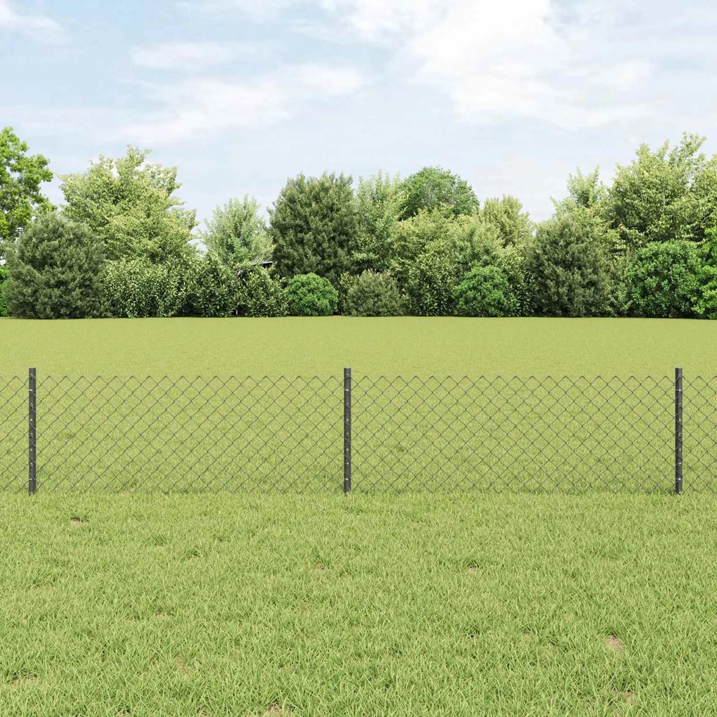 Plot s řetězovým odkazem a sloupkem 10 x 0,4 m Šedá Síťovina 3336257