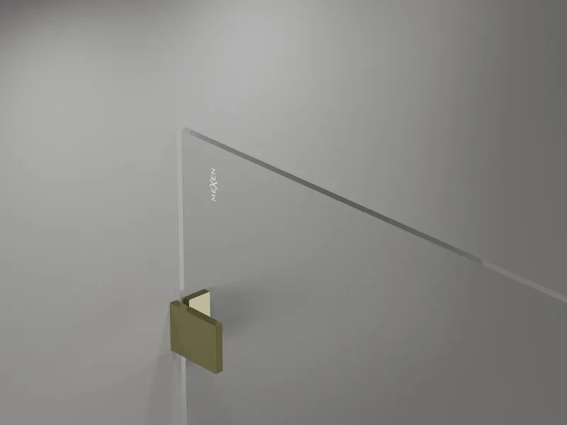 Mexen Lunar sprchová stěna pravá 150 x 200 cm, 8mm čiré sklo, zlatá lesklá, 830-150-000-50-00-P