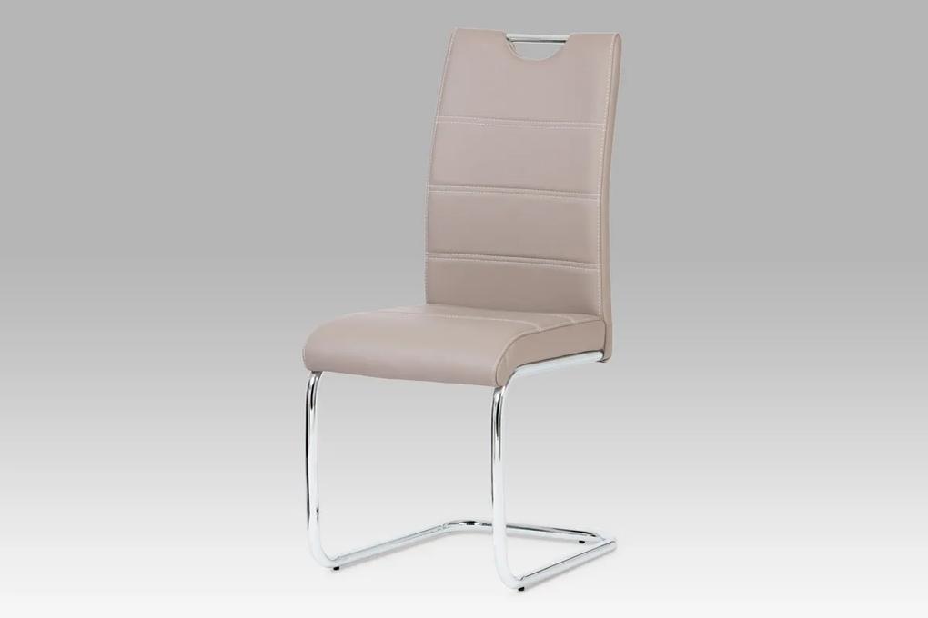 Artium Jídelní židle chrom / koženka lanýžová - HC-581 LAN