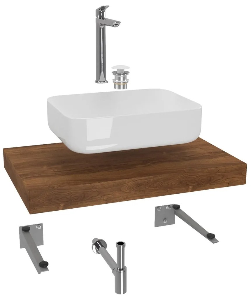 Koupelnová sestava Hansgrohe s deskou pod umyvadlo Dolce 80x8x50 cm dub charleston KSETDO8