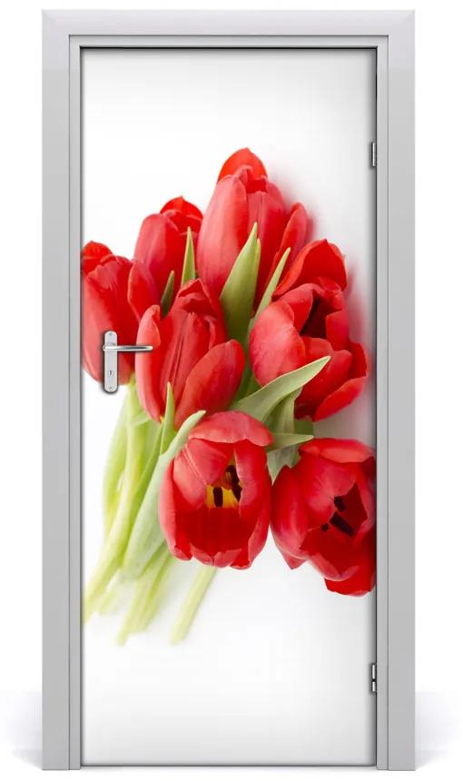 Fototapeta samolepící Červené tulipány 75x205 cm