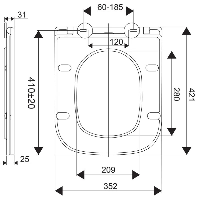 Mereo WC závěsné kapotované RIMLESS 490x340x350 vč sedátka keramické bílé VSD83S