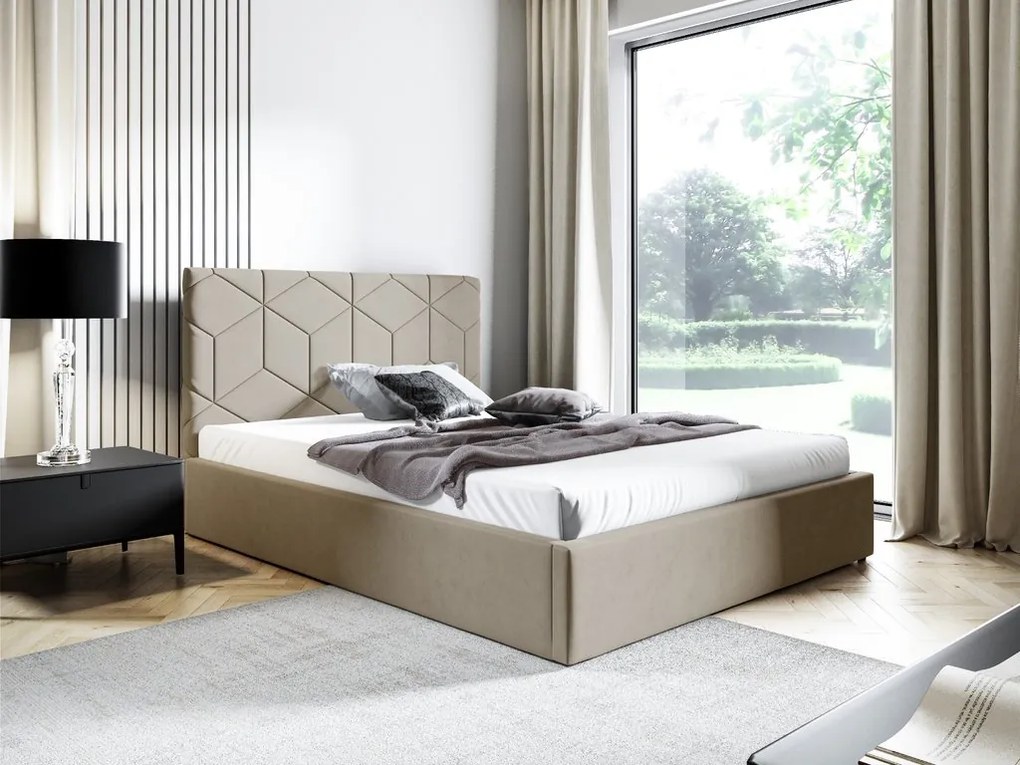 Eka Čalouněná postel BOX 90x200 cm Barva látky Trinity: Šedá (Trinity 2314), Úložný prostor: Bez úložného prostoru