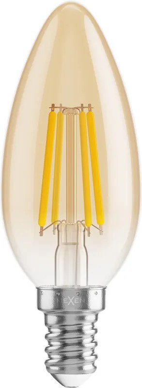 Mexen Vintis, LED filamentová žárovka E14, C35, 4 W, teplá bílá 2200K, jantarová, L154-E14-0422-50
