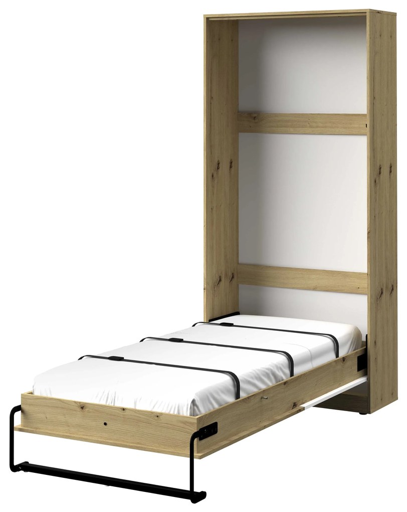 Výklopná postel 90 NERO 15 Domel 104/220/40 barva: dub artisan/šedý lesk/bílý lesk