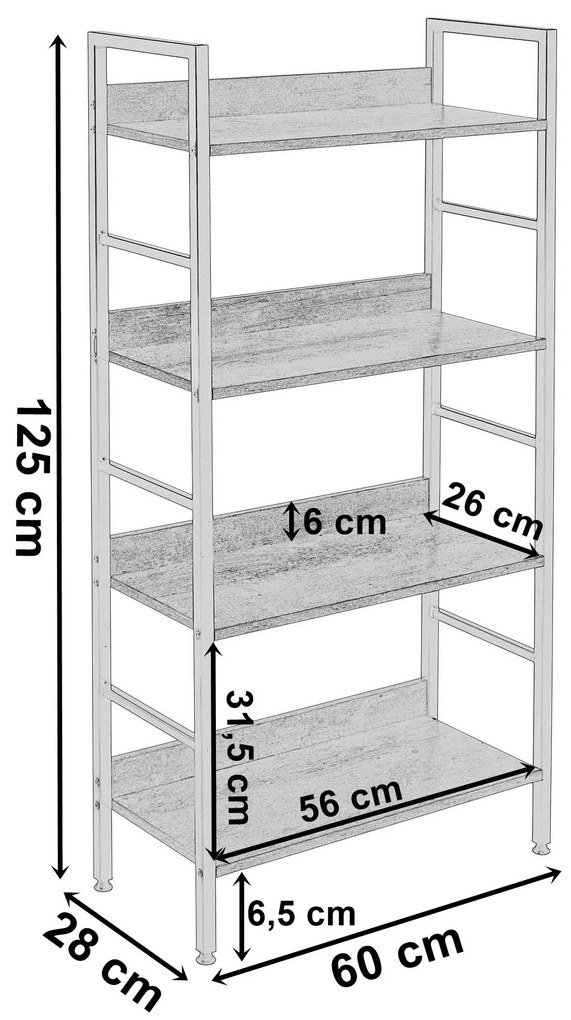 Regál VARBERG 125x60 cm černý