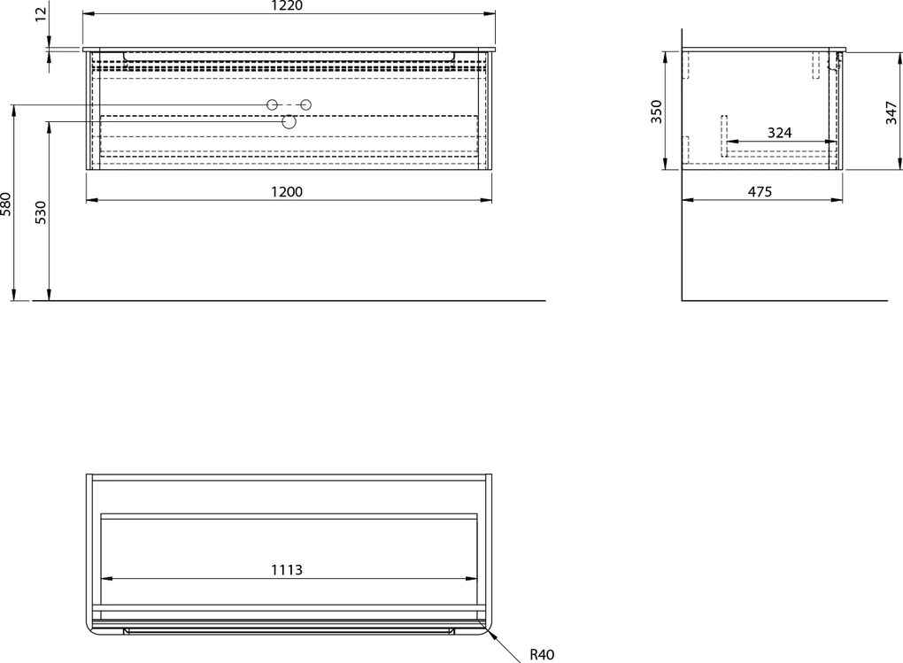 Sapho Kerala koupelnová skříňka pod umyvadlo 120 x 35 x 47,5 cm 1x zásuvka verde zelená KR120-4444