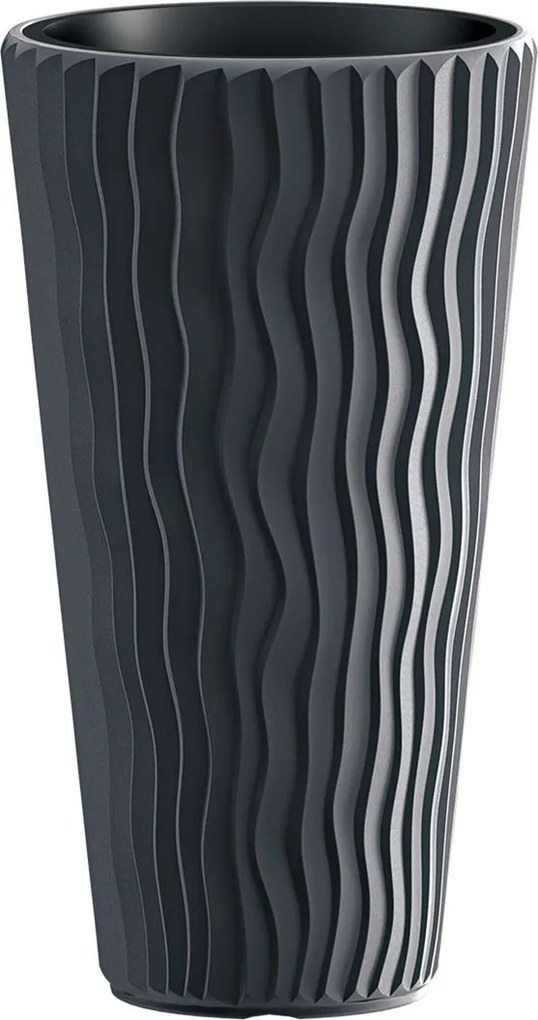 Prosperplast Květináč s vložkou Sandy Slim (antracitová, Š 39 x V 71 x H 39 cm)