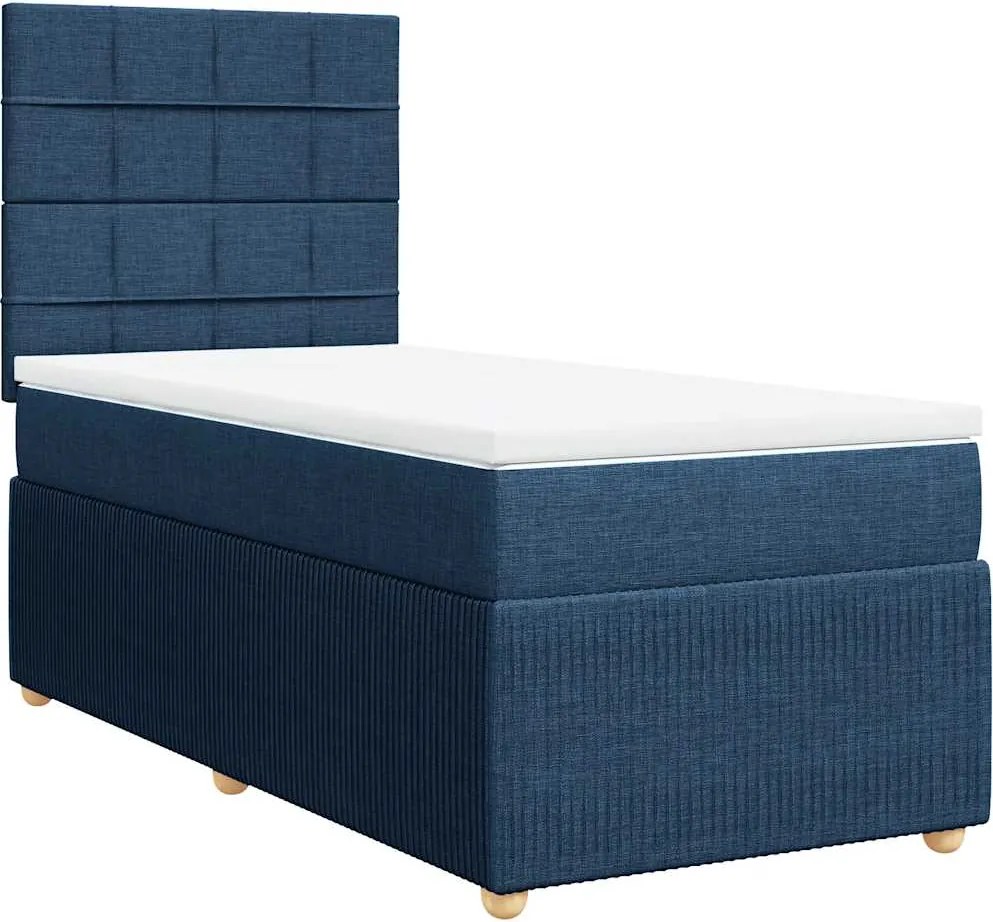 Box spring postel s matrací modrá 100 x 200 cm textil 3294273