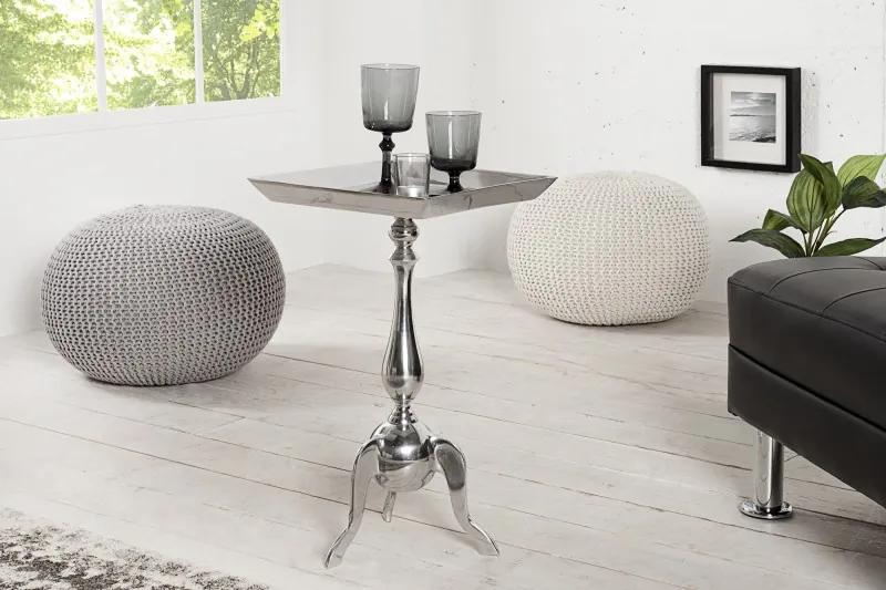 Barokní odkládací stolek MERCER 55cm stříbrný čtverec