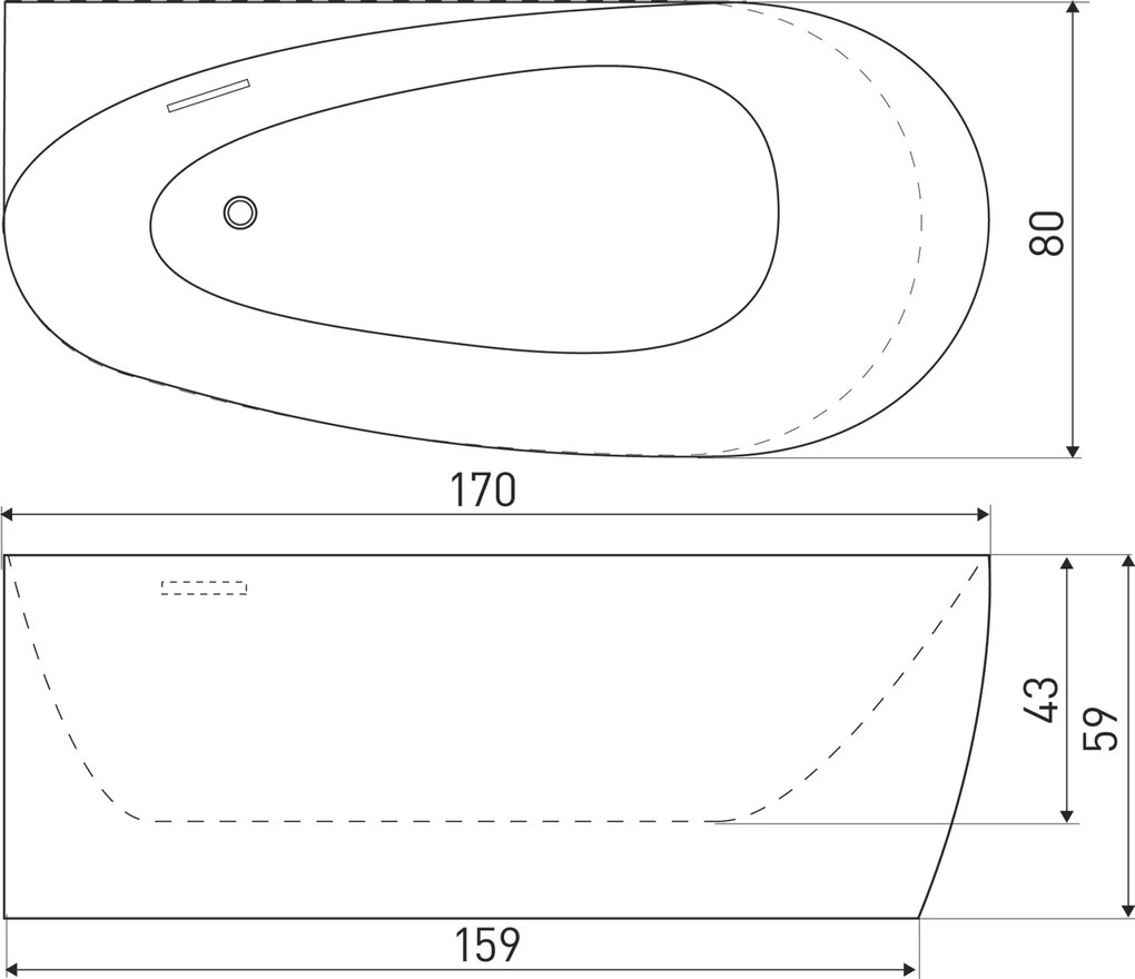 Novoterm Volně stojící rohová vana NV-Lucy 170x80 bílá + odtokový komplet