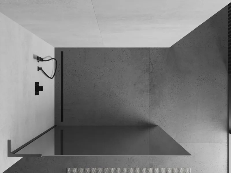 Mexen Kioto L, sprchová zástěna Walk-In 100 x 200 cm, 8mm sklo vzor zrcadlo, grafitový profil, 800-100-103-66-50