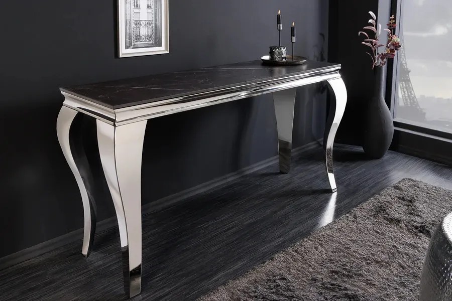 Designová konzole Rococo 140 cm černá / stříbrná