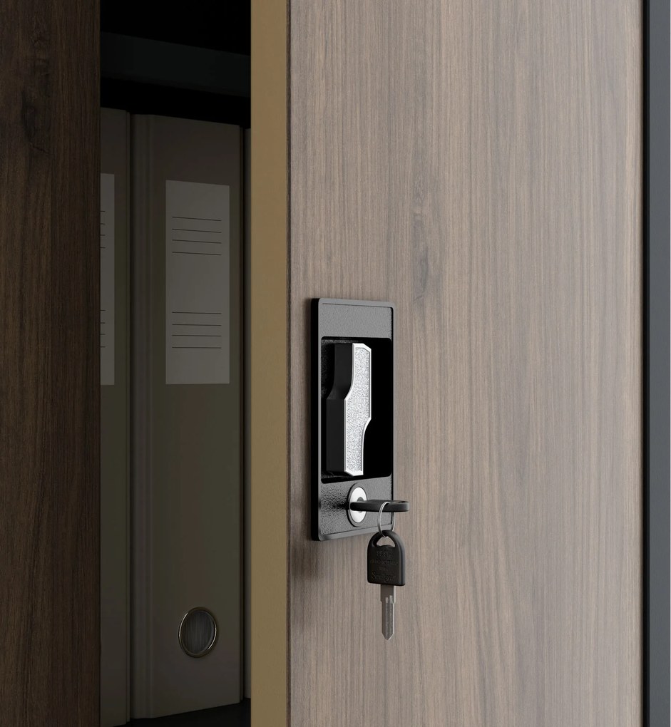 Nízká skříň na spisy a dokumenty, antracit/ořech, 900x930x400 mm: BEATA Eco Design