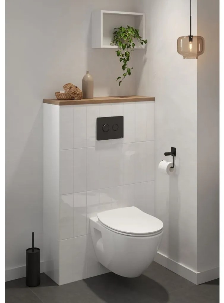 Cersanit Moduo, System50 MECH podomítkový rám + závěsná wc mísa Moduo Plus CleanOn + černé tlačítko MOVI II, S701-766