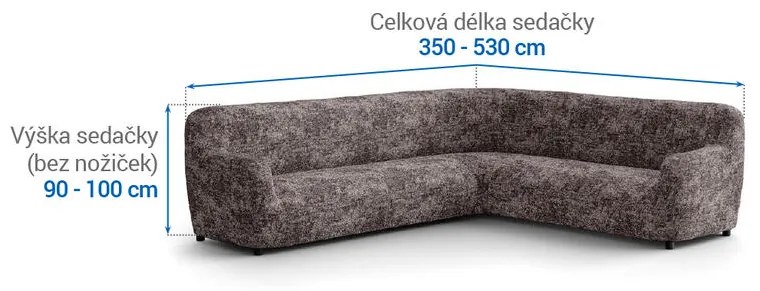 Bielastické potahy MARMO hnědé rohová sedačka (š. 350 - 530 cm)