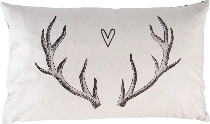 Béžový povlak na polštář s parožím Love Deer - 30*50 cm