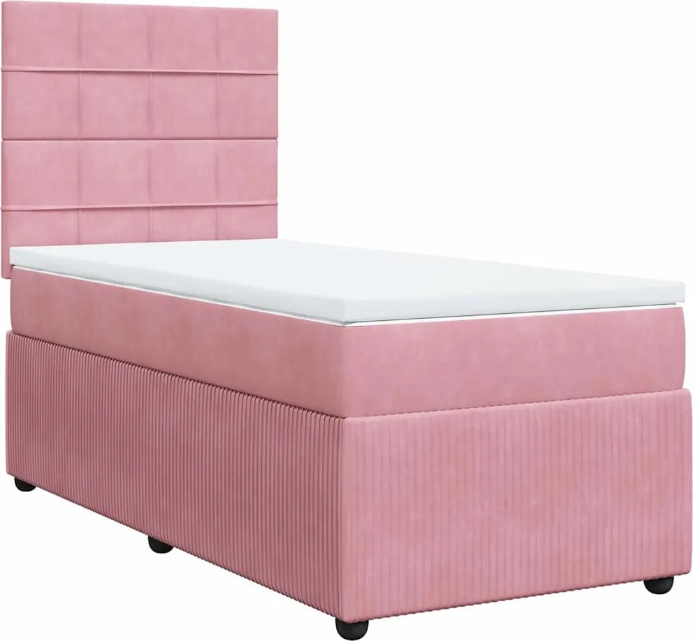 Box spring postel s matrací růžová 100x200 cm samet 3294567