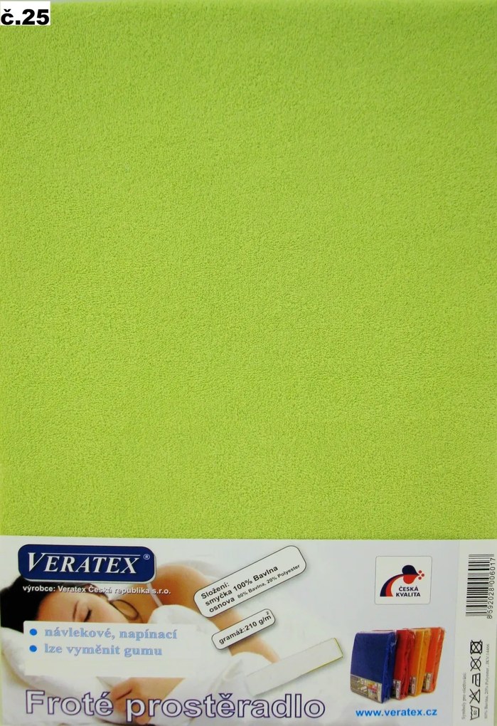 Veratex Froté prostěradlo 140x200/16 cm (č.25-žlutozelená) 140 x 200 cm Froté