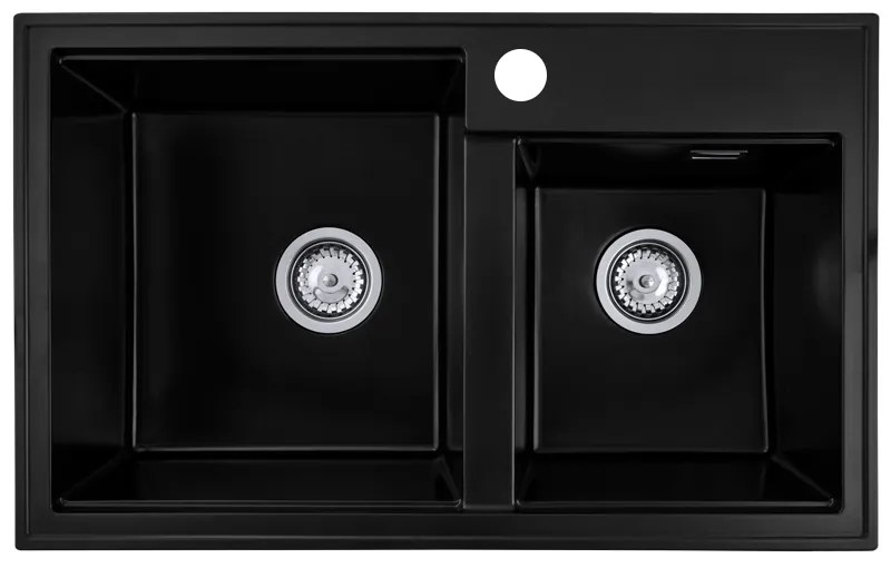 Gamma Modern 8020, 2-komorový granitový dřez 795x495x210 mm, černá, GMA-ZLE000026