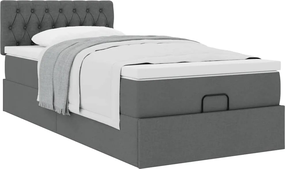 Osmanský rám postele s matrací tmavě šedá 90x190cm textil 3311505