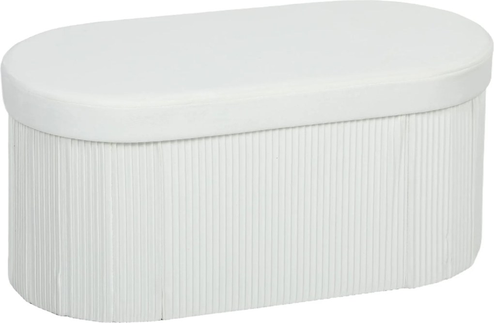 Skládací úložná lavice HOMCOM 76 × 38 × 35 cm – polstrované sedadlo se sametovým vzhledem a víkem, úložný taburet pro obývací pokoj, předsíň i ložnici
