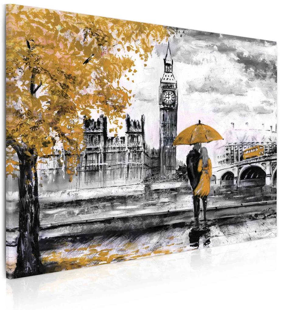 Malvis ® Obraz londýnská procházka žlutá Velikost (šířka x výška): pětidílné schody - 100x50 cm