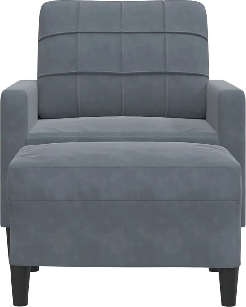 Křeslo s podnožkou tmavě šedé 60 cm samet 3278258