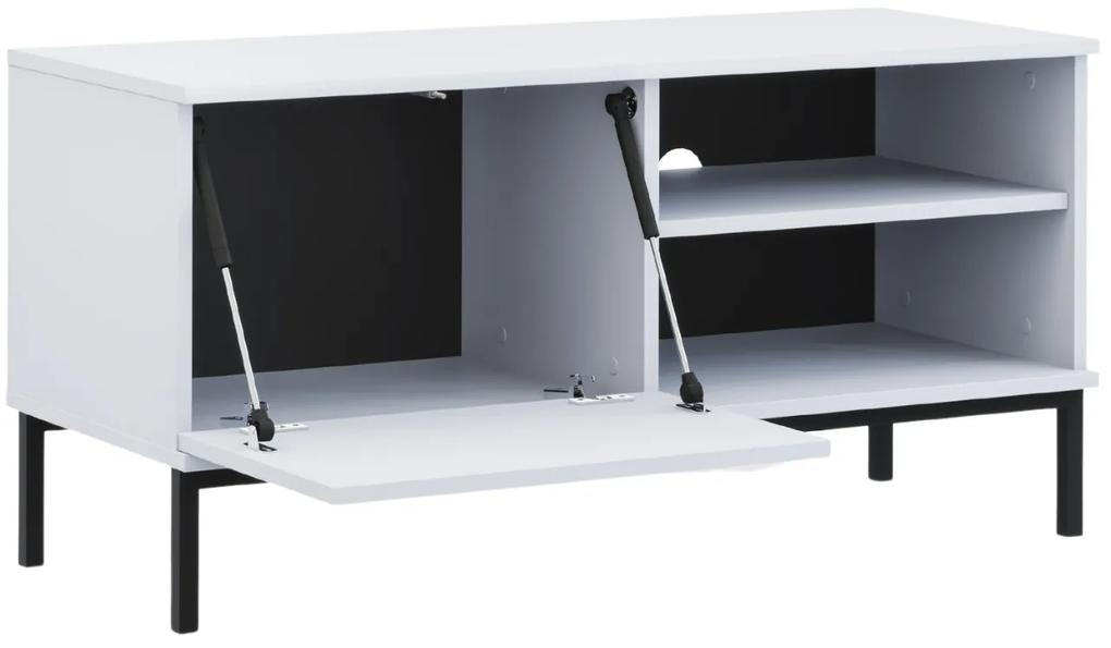 Bílý lakovaný televizní stolek MICADONI QUERY 101 x 41 cm