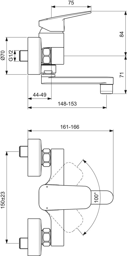 Ideal Standard Ceraplan - Umyvadlová baterie nástěnná, chrom BD241AA