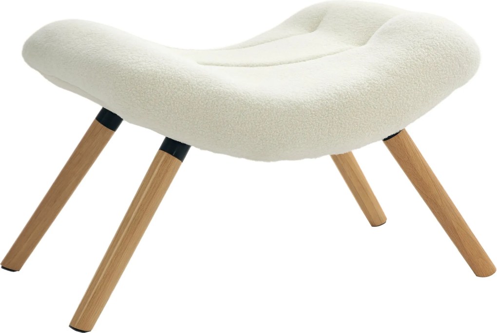 HOMCOM Konferenční stolík, Otoman s Berberským fleecem, Čalouněný stolička do 120 kg, pro obývací pokoj, ložnici, 67 x 45 x 38 cm, Krémově bílá | Aoso