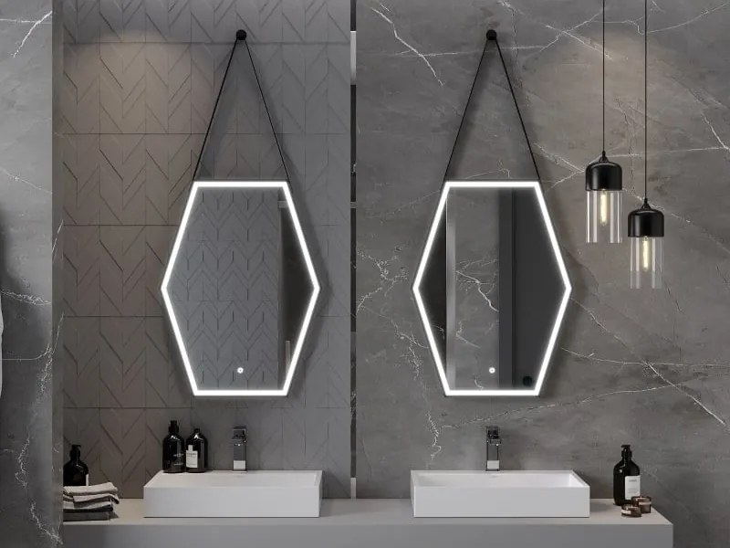 Mexen Orla koupelnové podsvícené zrcadlo 60 x 80 cm, LED 6000K, proti mlze, černý rám - 9815-060-080-611-70