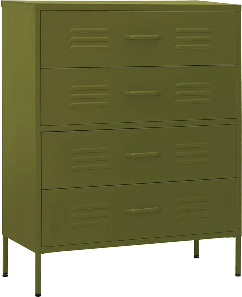 Komoda se zásuvkami olivově zelená 80 x 35 x 101,5 cm ocel 336198