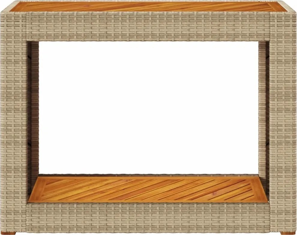 vidaXL Zahradní stůl s dřevěnou deskou 100 x 40 x 75 cm polyratan [366308] Barva: Šedá