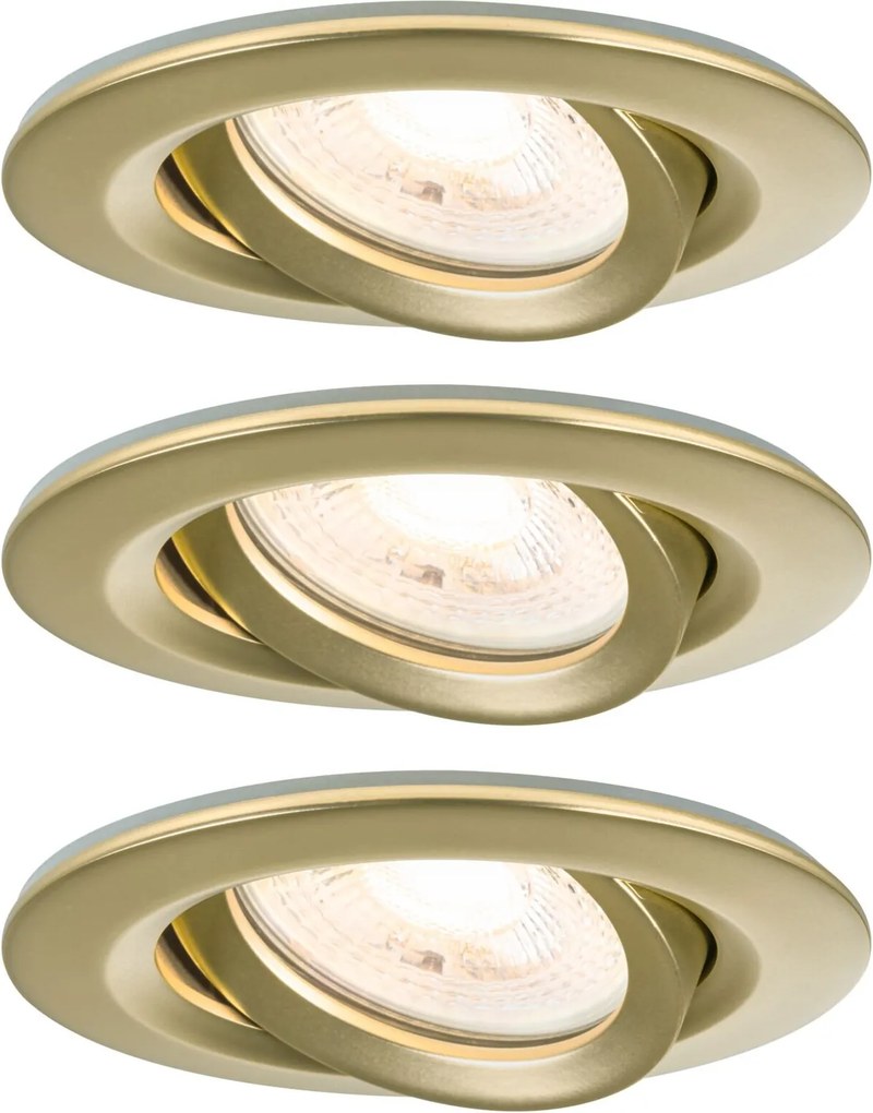 P 92408 LED vestavné svítidlo Nova Plus 3ks sada IP65 kruhové 93mm 30° GU10 3x6W 230V stmívatelné 2700K zlatá mat - PAULMANN